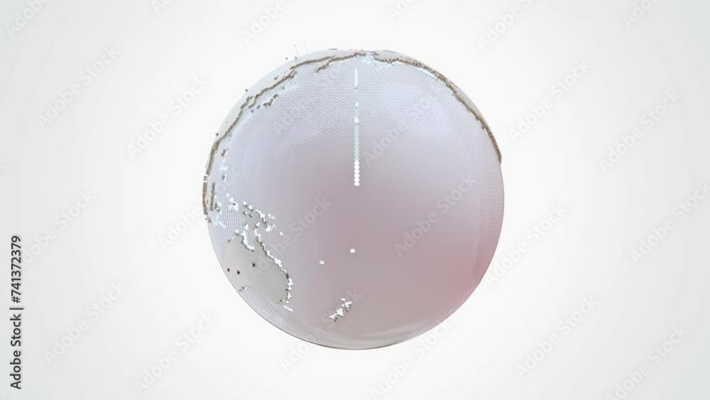Earth globe white color on white background. Animation revolves around ...
