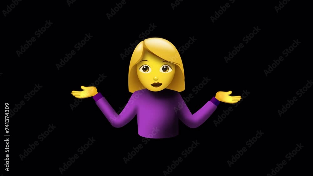 Woman Shrugging Emoji Animated on a Transparent Background. 4K Loop ...