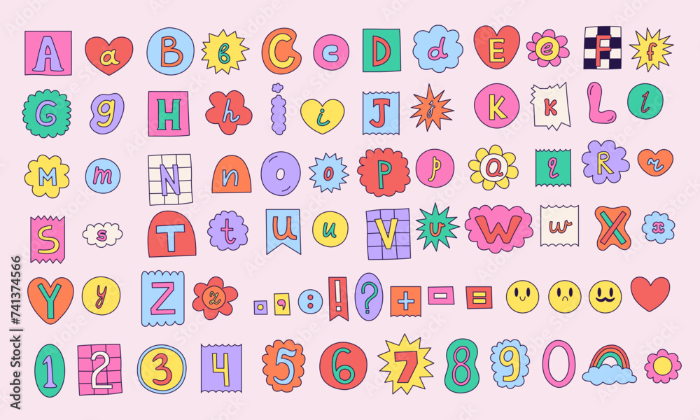 Vector set of colorful ransom note letters. Hand drawn doodle alphabet ...