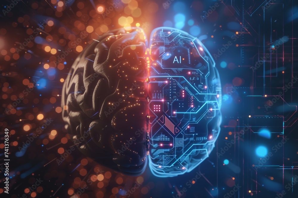 AI Brain Chip lidar. Artificial Intelligence nanocomputing mind mental ...