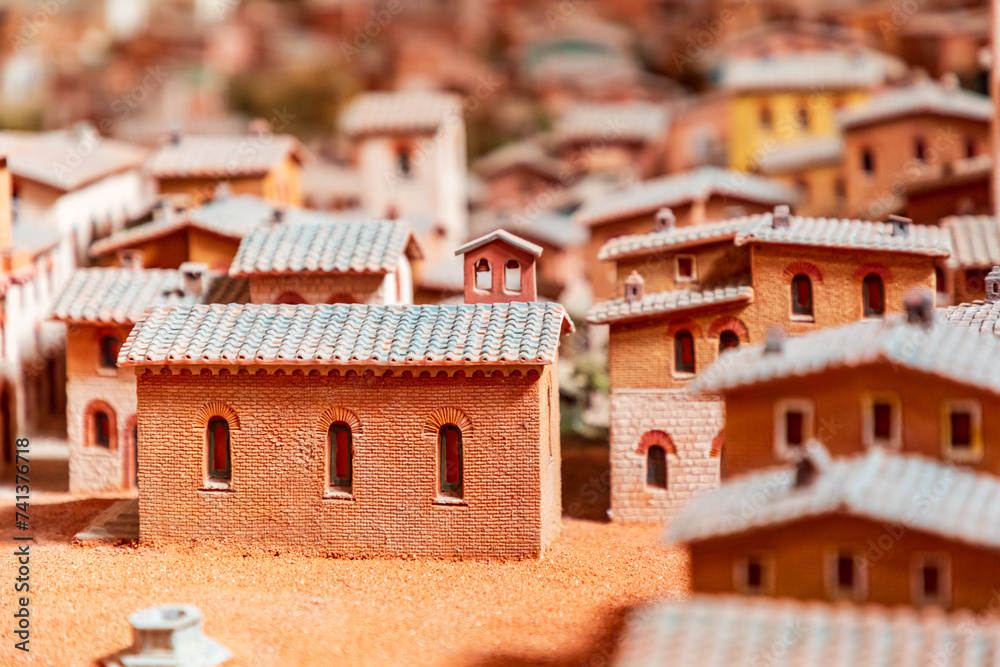 Diorama, miniature houses of medieval plan of San Gimignano, Tuscany ...