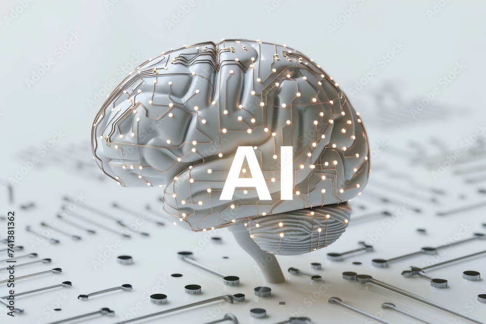 AI Brain Chip nanomedicine. Artificial Intelligence innovative mind ct ...