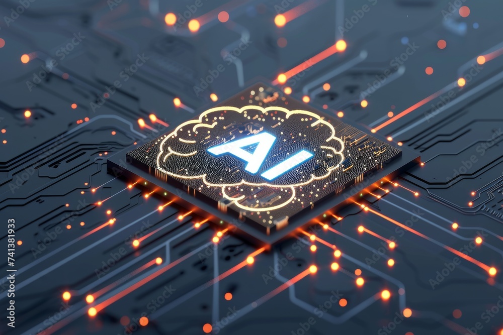 AI Brain Chip central executive. Artificial Intelligence dlp mind ...