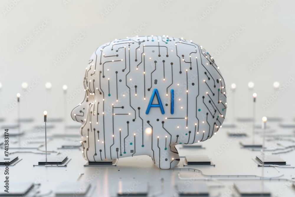 AI Brain Chip electroencephalography. Artificial Intelligence visual ...