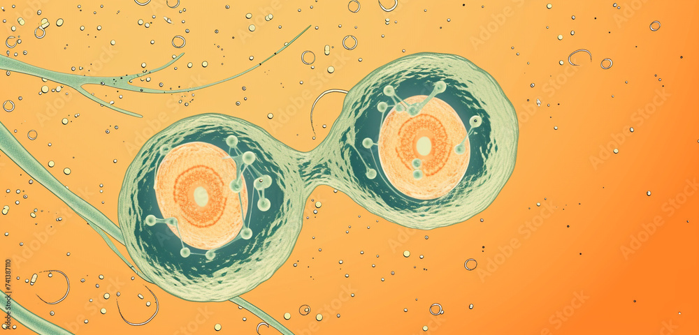 Image illustrating telophase I of meiosis, with cell division beginning ...