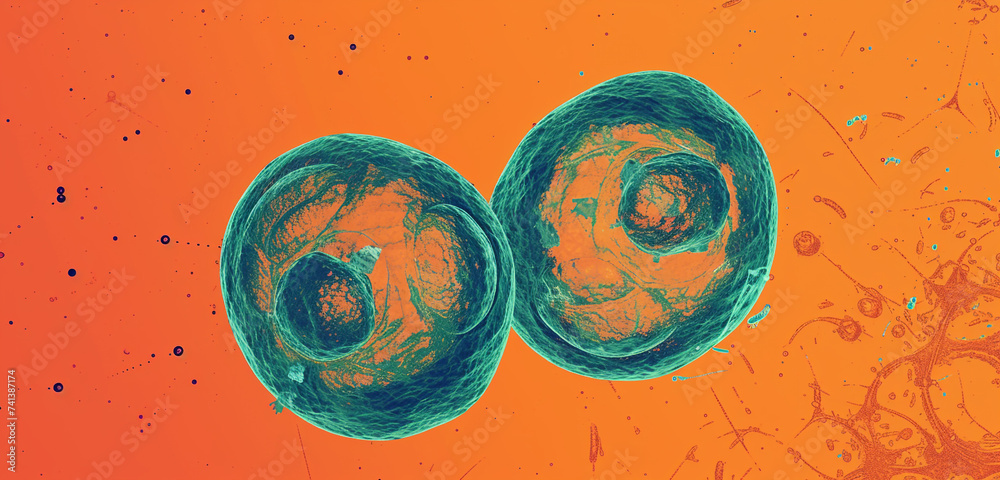 Image illustrating telophase I of meiosis, with cell division beginning ...