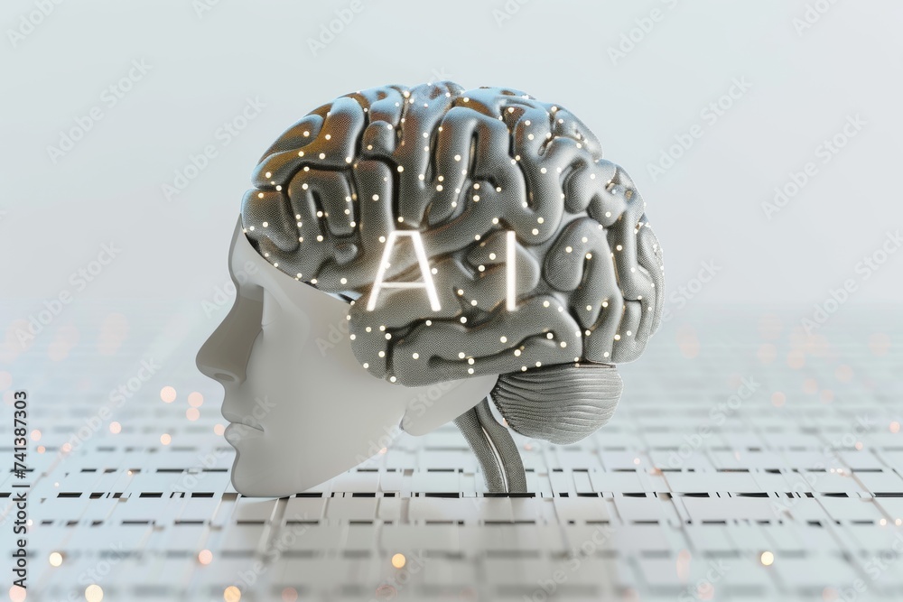 AI Brain Chip hybrid cloud. Artificial Intelligence brain machine ...