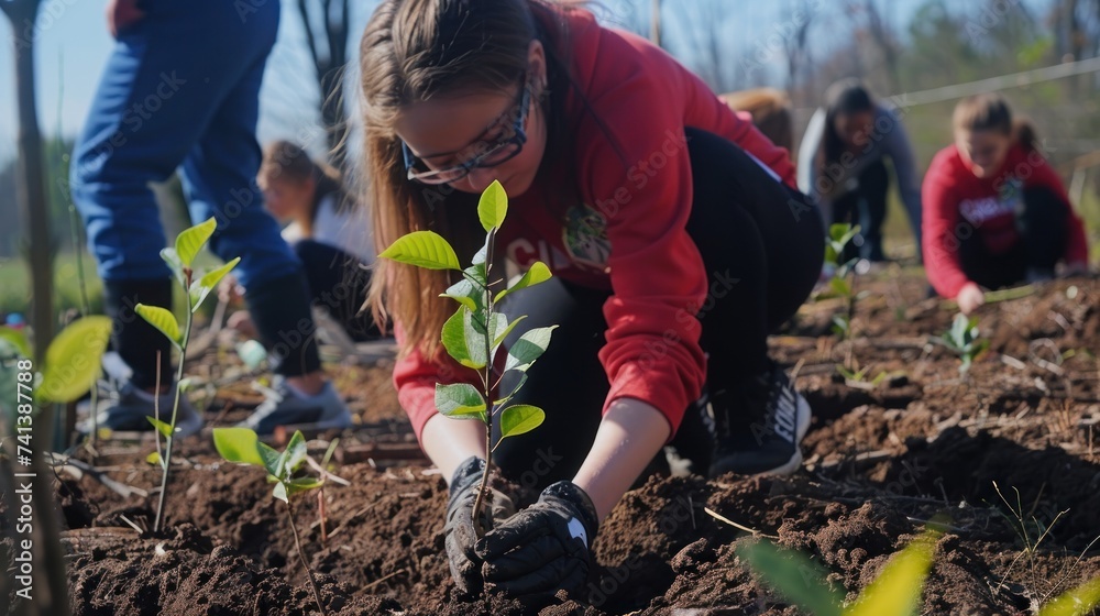 Schoolchildren involved in a community resilience project, learning and ...