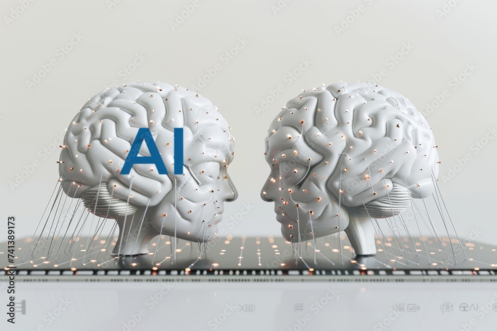 AI Brain Chip recall memory. Artificial Intelligence stream processing mind neural signal ...