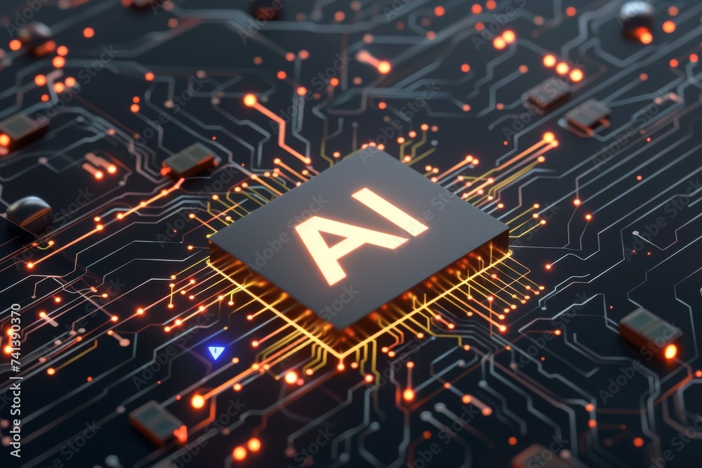 AI Brain Chip neurotechnology. Artificial Intelligence duv mind ...
