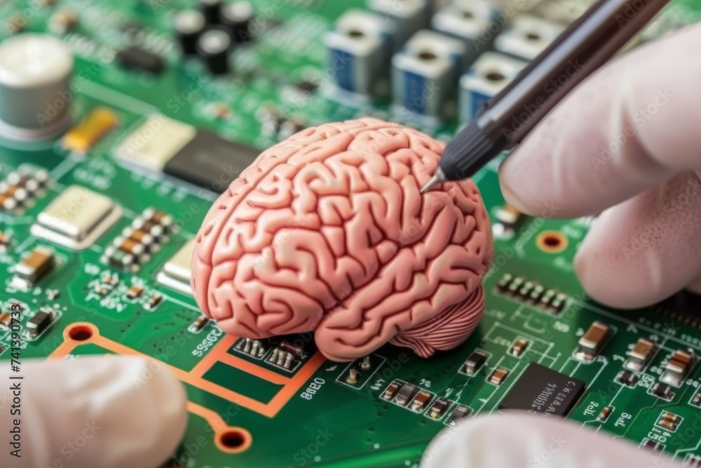 AI Brain Chip smart sensors. Artificial Intelligence dementia mind ...