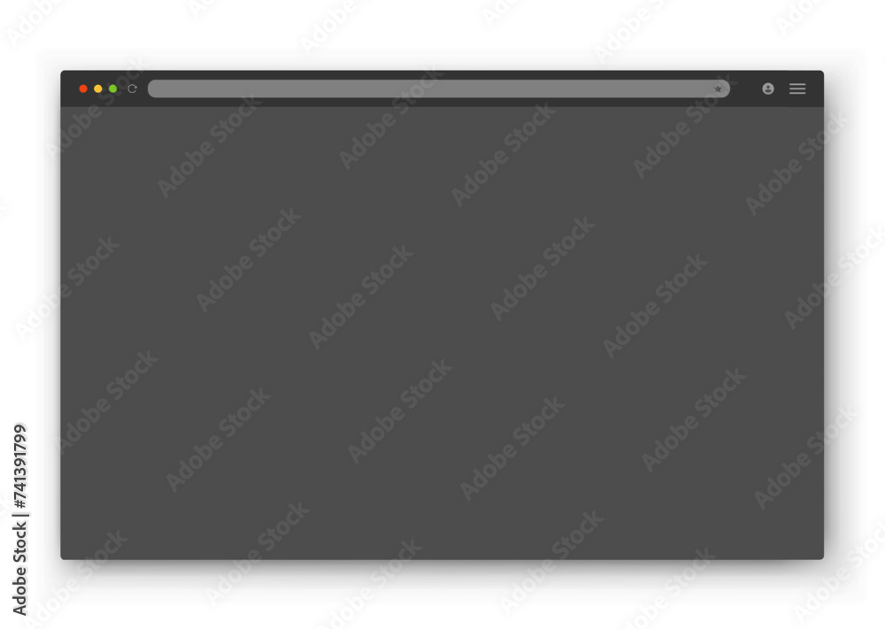The design of the web browser window in gray on a white background. Vector frame of a website ...