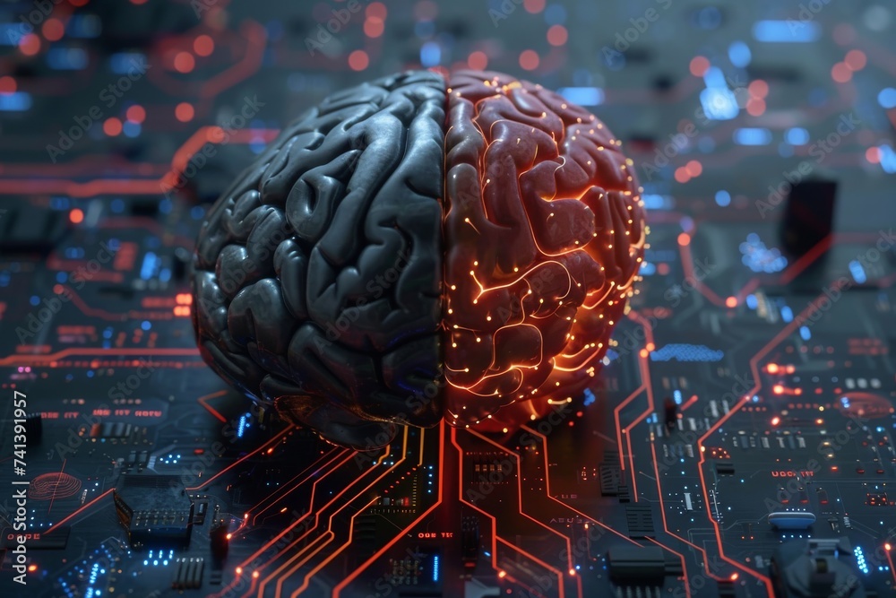 AI Brain Chip data verification. Artificial Intelligence cuneus mind ...