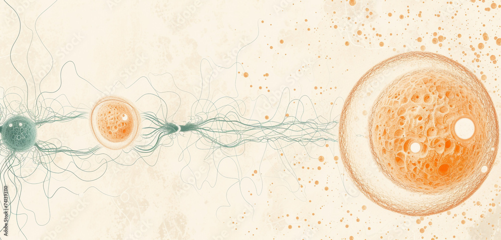 Schematic of the early prophase I stage in meiosis, with a beige ...