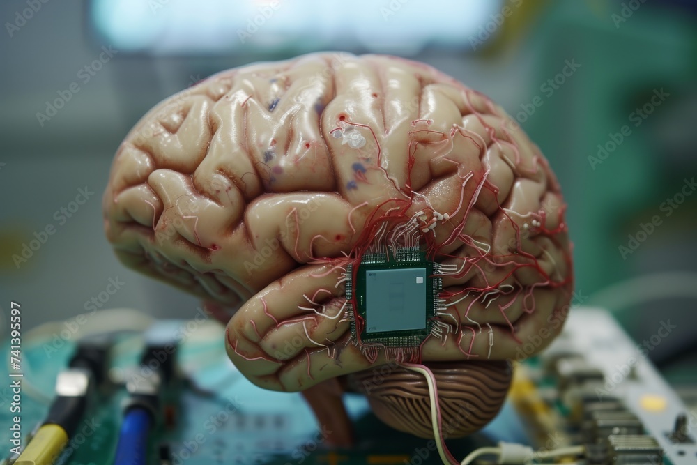 AI Brain Chip pcb components. Artificial Intelligence parietal lobe ...