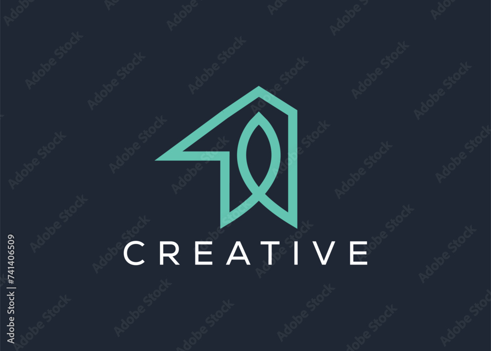 Minimalist number One fish logo design vector template. Modern fish ...