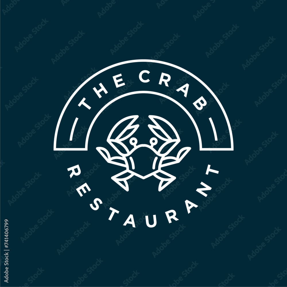 crab line restaurant hipster logo. modern seafood restaurant concept ...