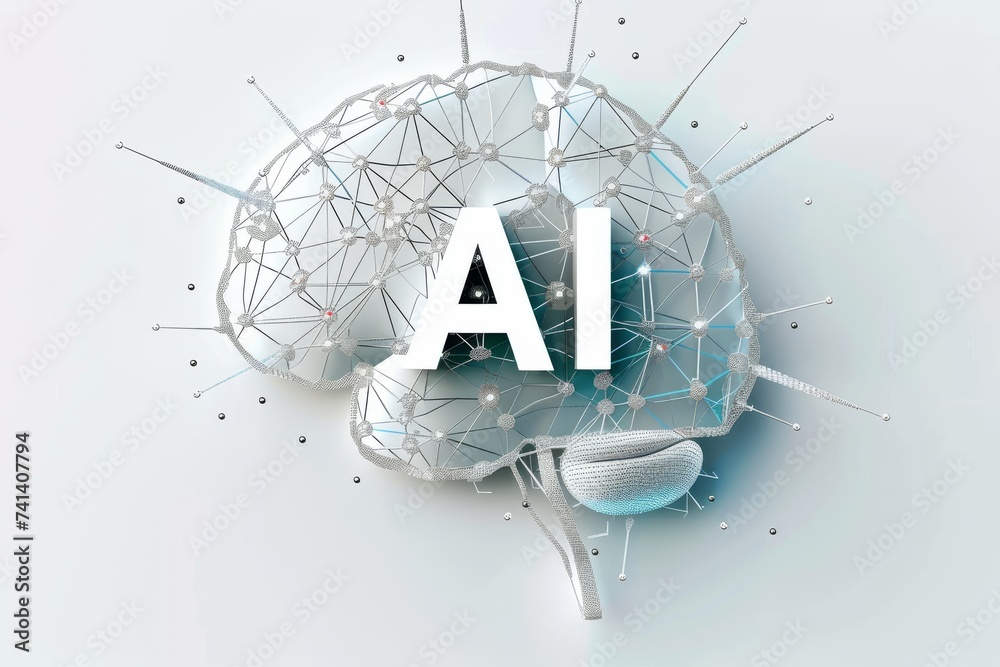 AI Brain Chip visual effects. Artificial Intelligence temporal lobe ...