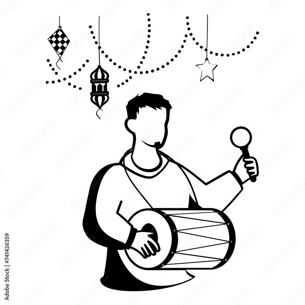 Vecteur Stock South Asian Frame drum musical instrument Vector Design ...