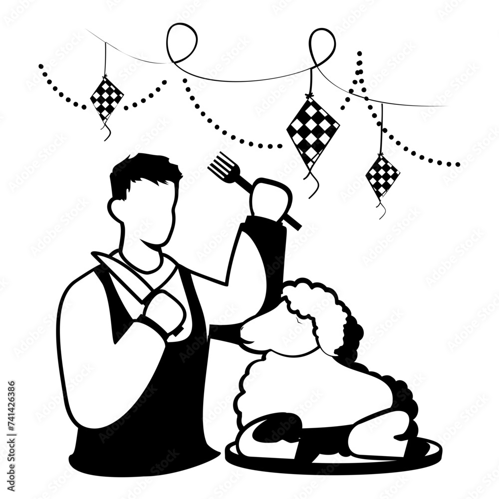 halal meat Vector Design, Eid al-Adha or Eid-ul-Kabir Symbol, Muslims ...