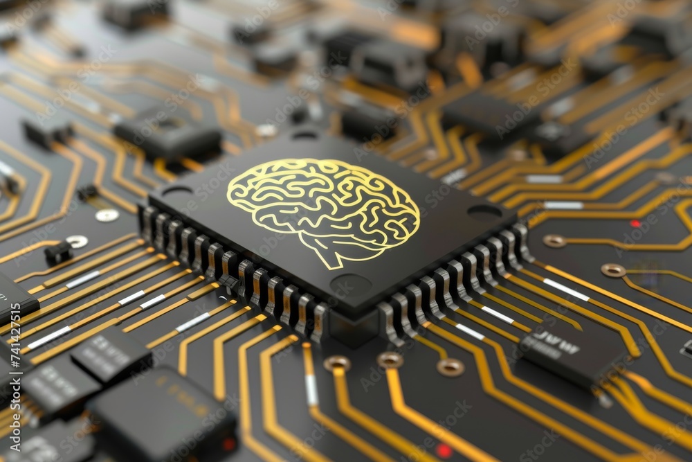 AI Brain Chip neurological data analysis. Artificial Intelligence ...