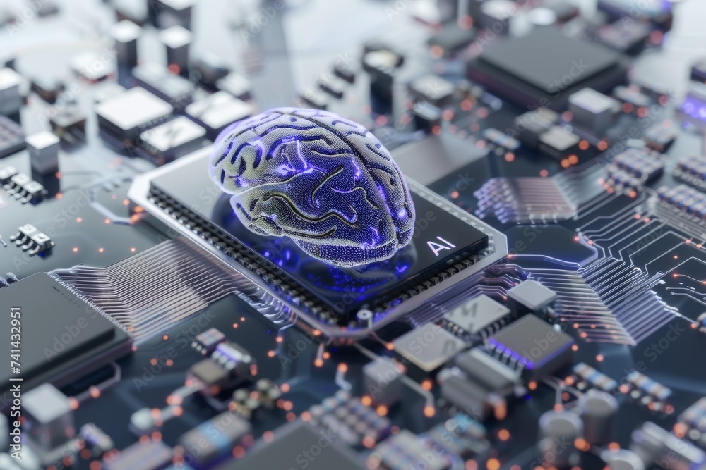 AI Brain Chip neural network. Artificial Intelligence axonal transport ...