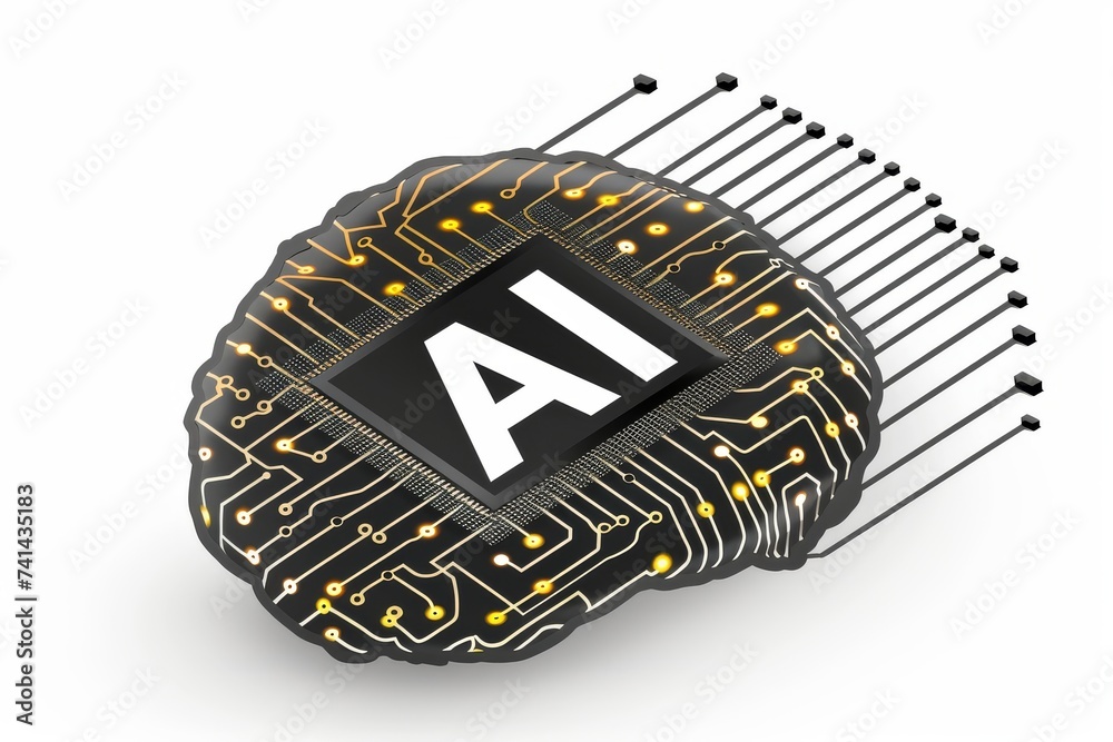 AI Brain Chip central processing unit. Artificial Intelligence health ...