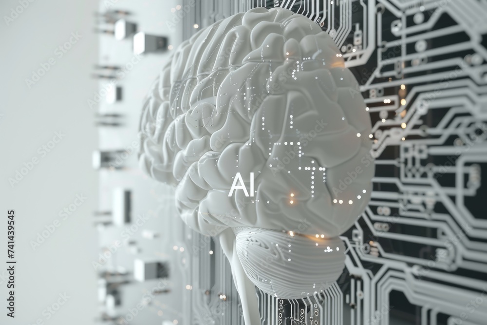 AI Brain Chip neural oscillations. Artificial Intelligence neuronal ...