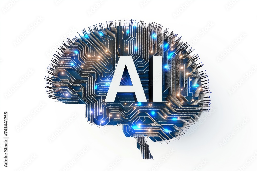 AI Brain Chip brain tumor awareness ribbons. Artificial Intelligence ...