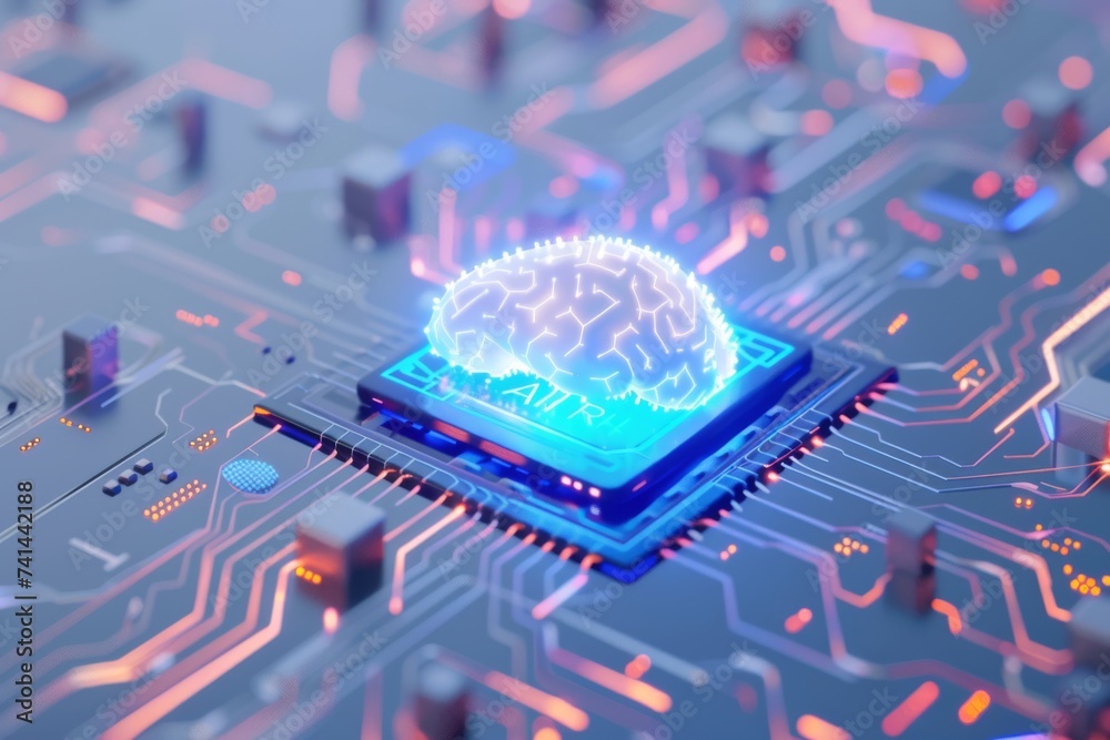 AI Brain Chip mimd. Artificial Intelligence postsynaptic neuron mind ...