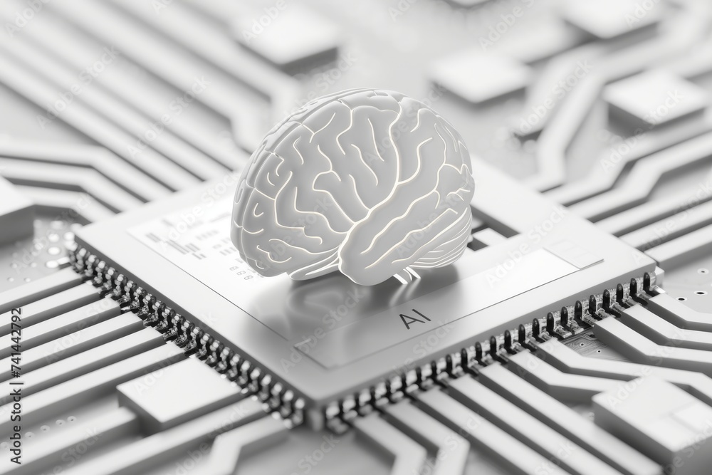 AI Brain Chip ai competitive advantage. Artificial Intelligence ip mind lingual gyrus axon ...