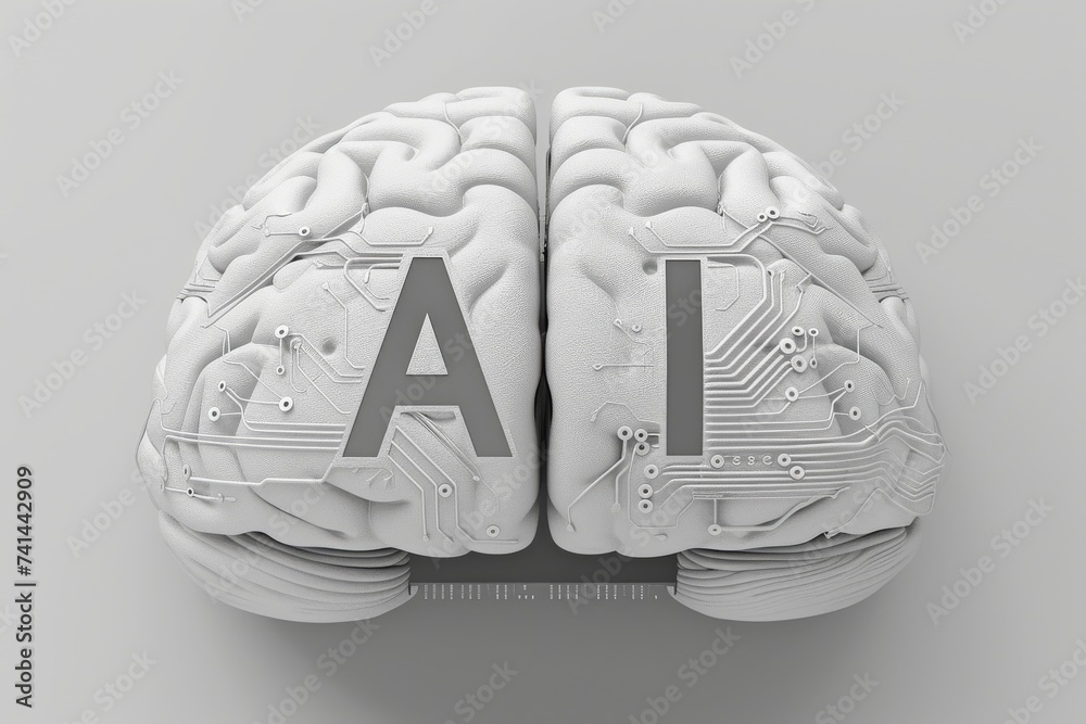 AI Brain Chip visionary achievement. Artificial Intelligence neuronal ...