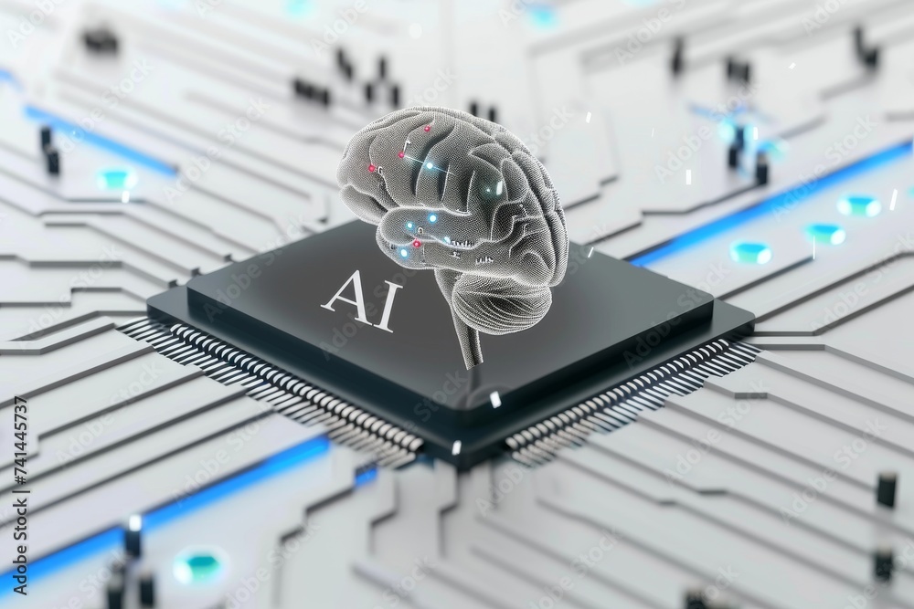 AI Brain Chip si. Artificial Intelligence brain network evolution mind ...