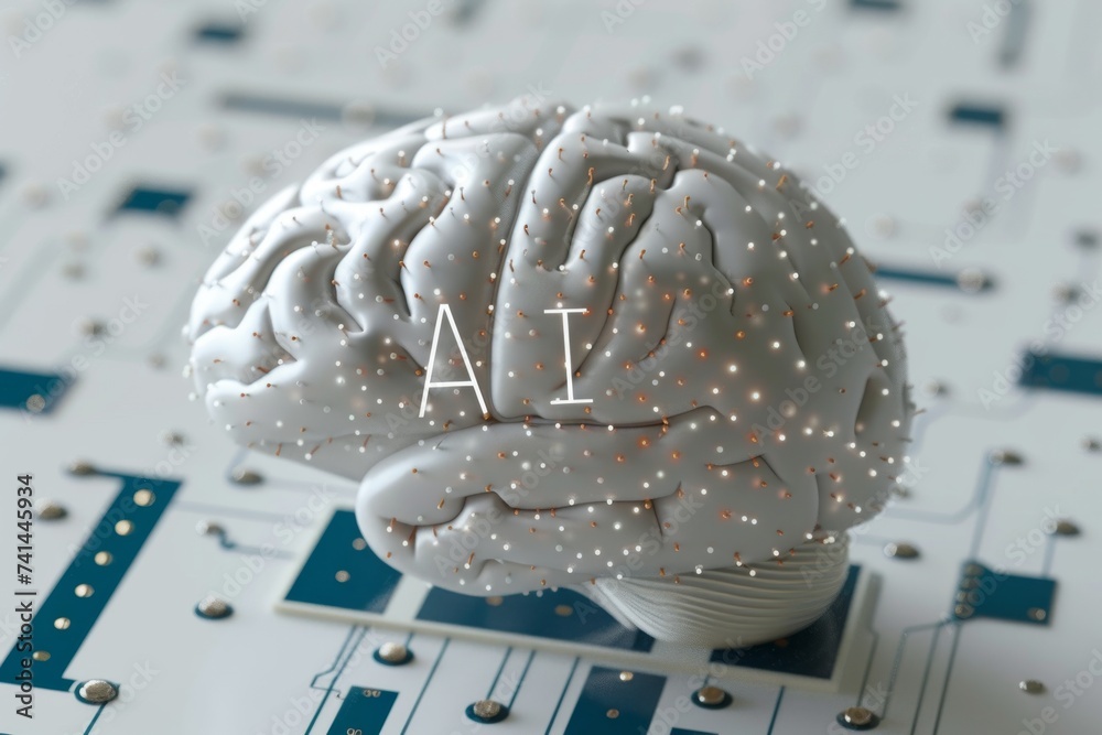 AI Brain Chip smart cities. Artificial Intelligence problem solving strategy mind speech ...