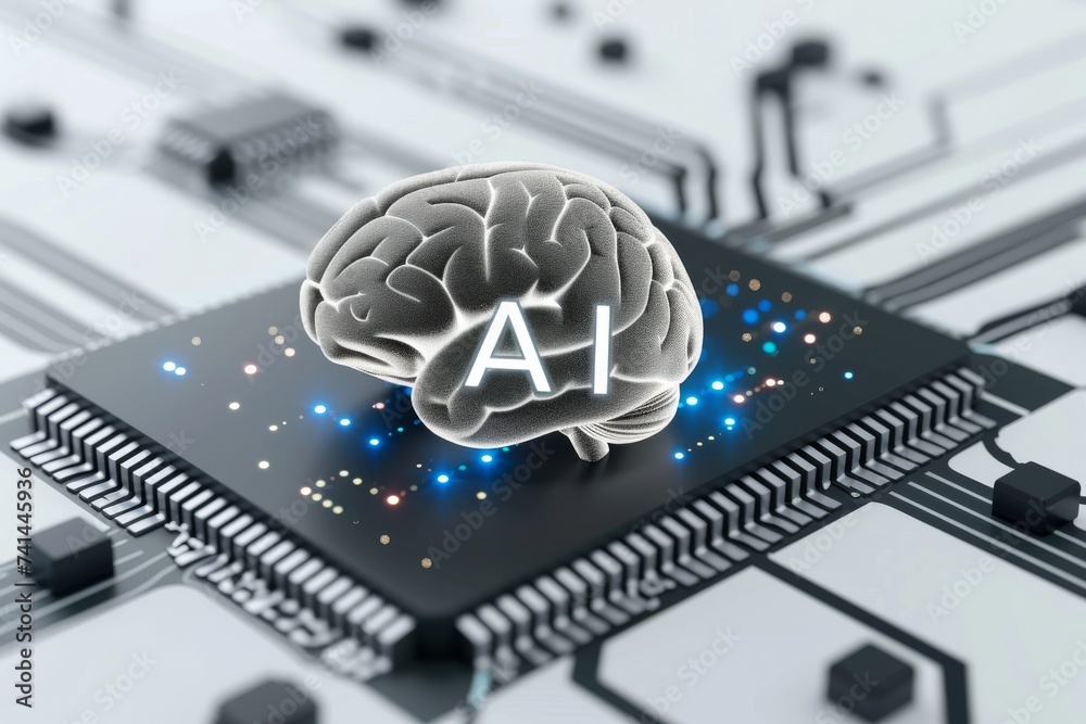 AI Brain Chip memory efficiency. Artificial Intelligence gallium ...