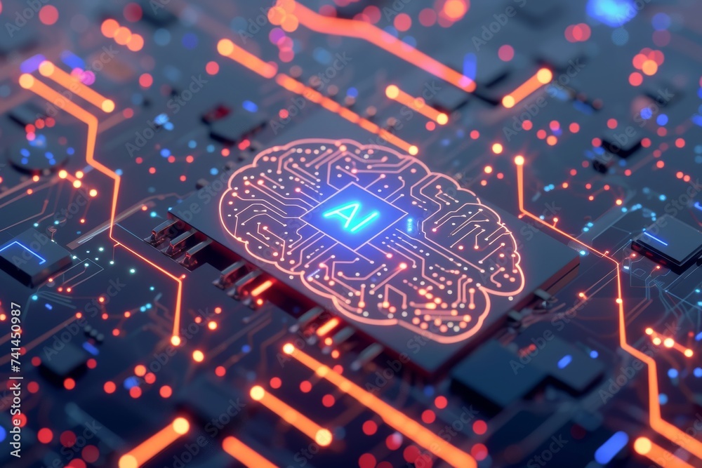 AI Brain Chip neurotechnology application. Artificial Intelligence ...