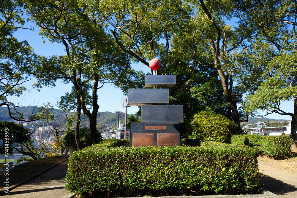 Nagasaki, Japan - December 8, 2023: Triumph of Peace over war statue donated by the city of san ...