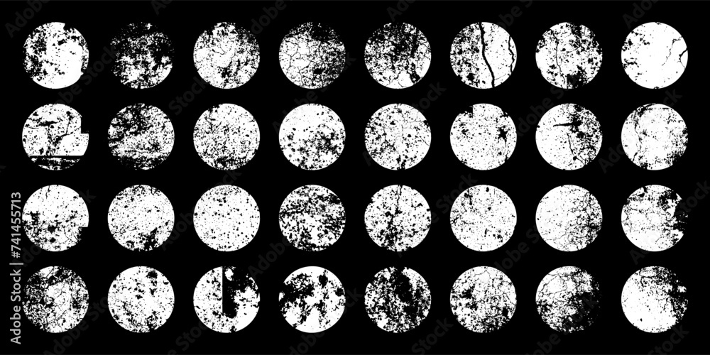 Grunge circles with stains and scratches. Circle brush stroke, round ...