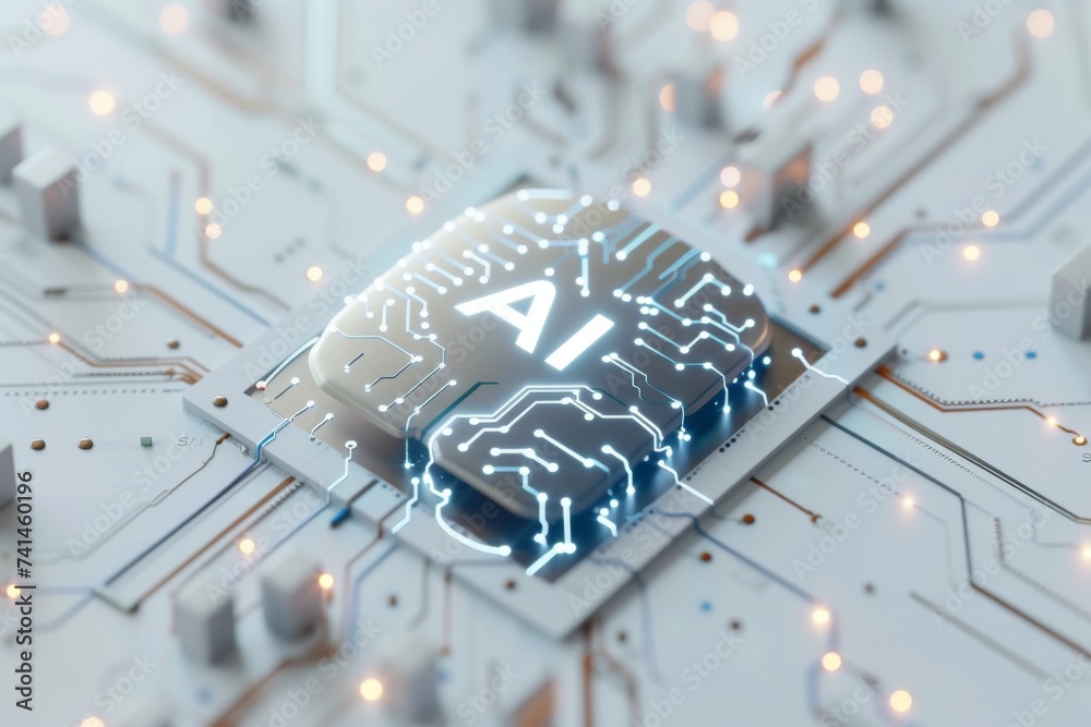 AI Brain Chip cpu. Artificial Intelligence ct interpretation mind brain machine interface chip ...