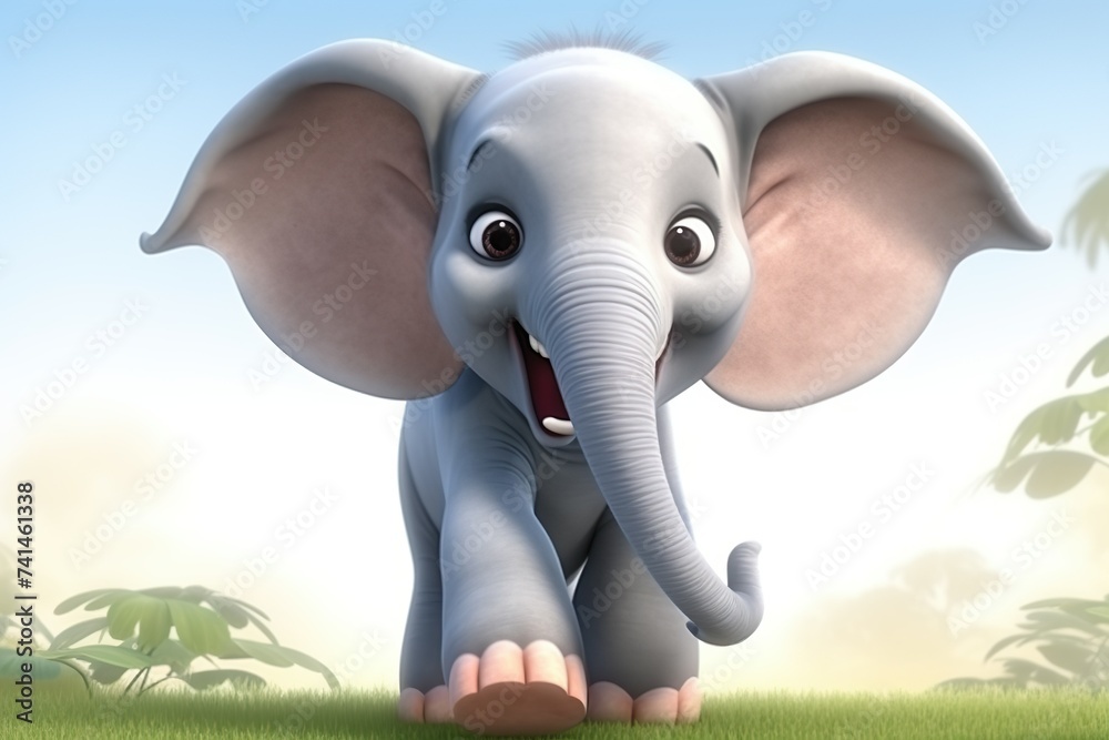 Cute Elephant Cartoon Character Cute elephant in flat cartoon style ...