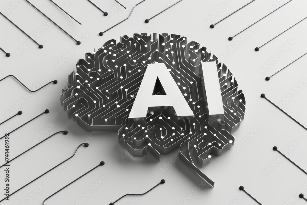 AI Brain Chip biotechnology. Artificial Intelligence neurological ...