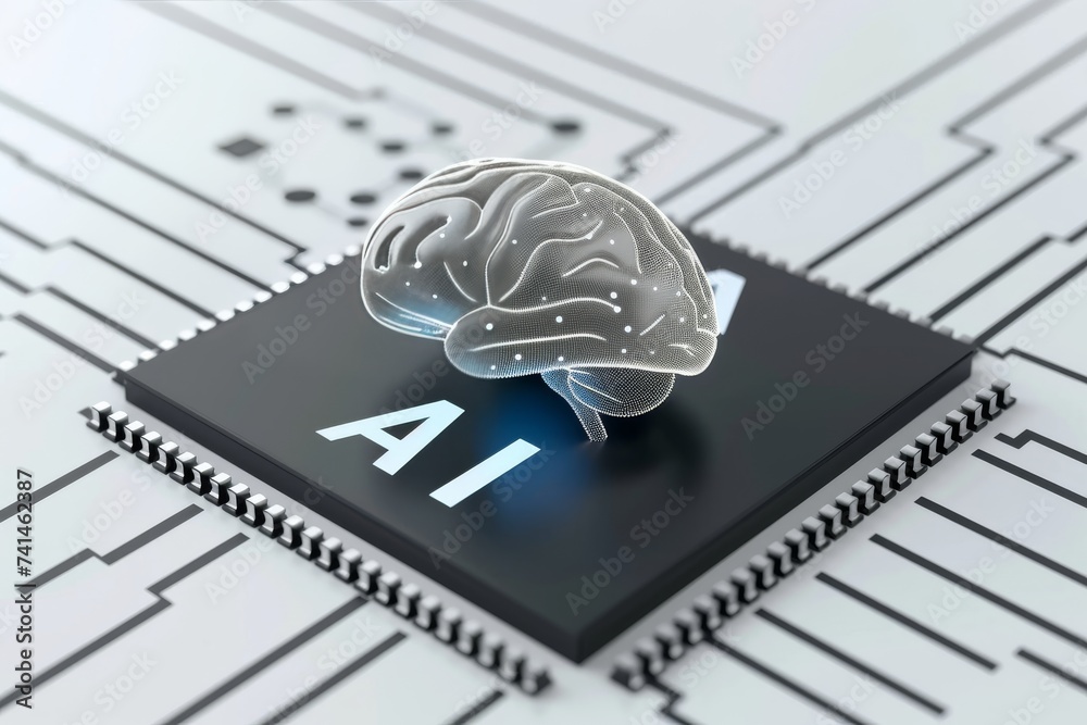 AI Brain Chip quad core processor. Artificial Intelligence pcb layout ...