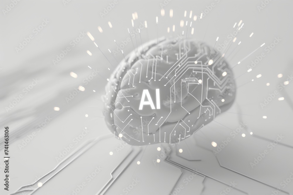 AI Brain Chip icon collection. Artificial Intelligence server security ...