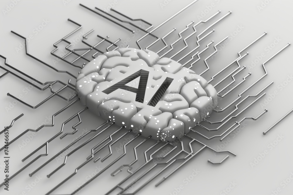 AI Brain Chip futuristic. Artificial Intelligence predictive analytics ...