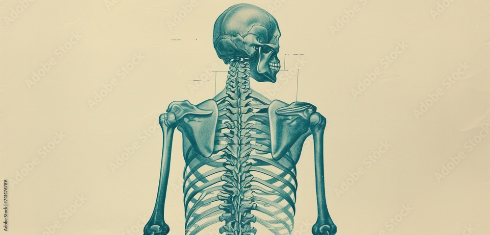 Ilustrace „Design a back view of the human skeleton, emphasizing and ...
