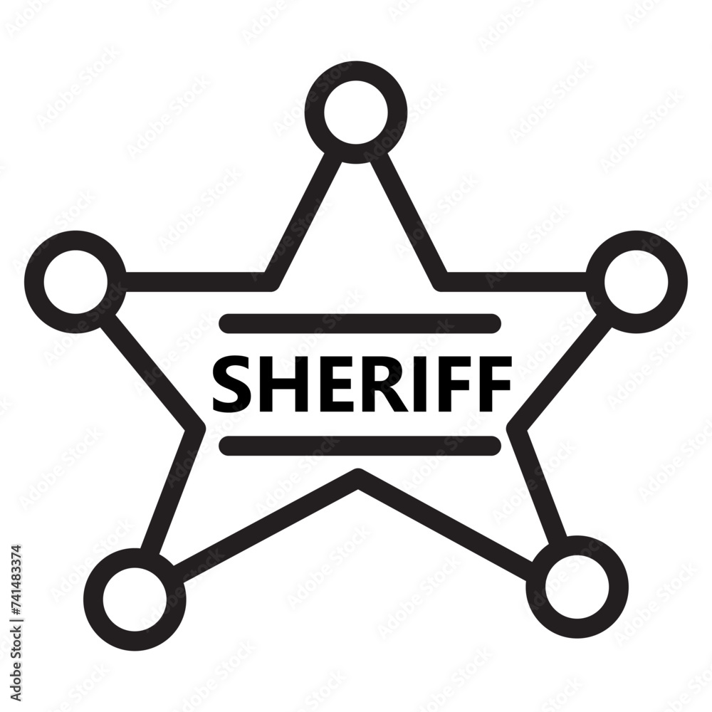 Sheriff's star. Glossy sheriff badge.Sheriff wild west.Doodle sketch ...