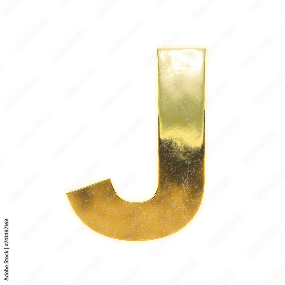 Very realistic golden alphabet capital "J", transparent background ...