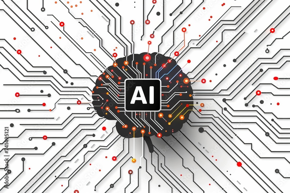 AI Brain Chip resting potential. Artificial Intelligence digital ...