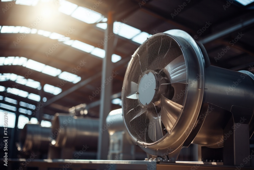 Large industrial exhaust fans in factories Factory building ventilation ...