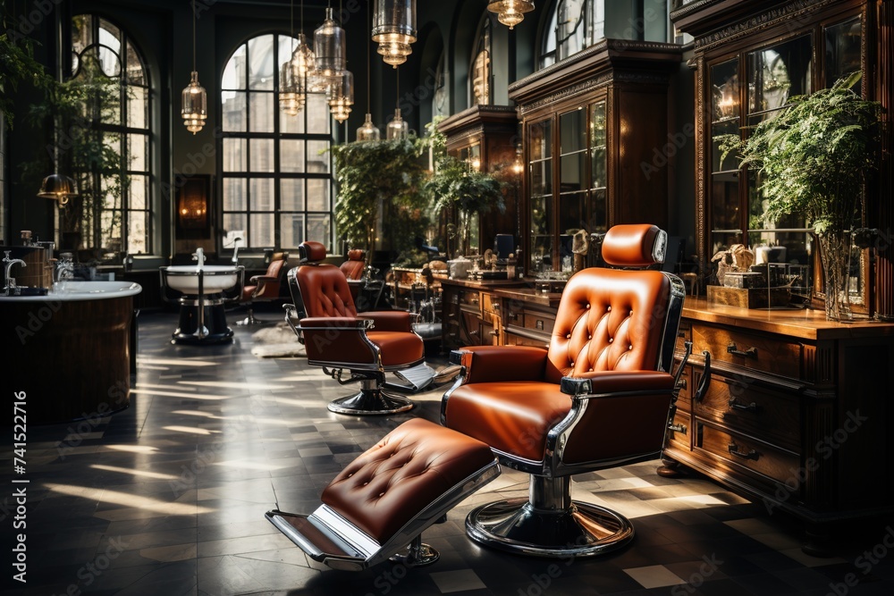 A fusion of style and functionality, the barber hairdressing interior ...
